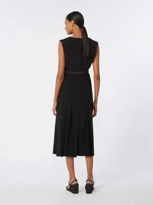 Max Mara Sleeveless Envers Satin Midi Dress With V-cut Detail