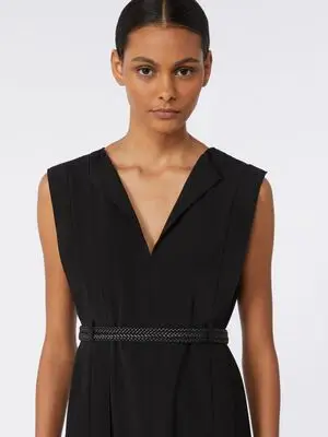 Max Mara Sleeveless Envers Satin Midi Dress With V-cut Detail