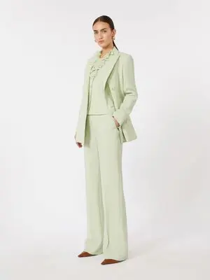 Max Mara Fitted Wool Crepe Blazer - Green