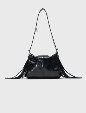 Maje Mini Bag With Fringe Detail - Black