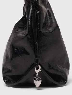 Maje M Tote Crackled Leather Bag - Black