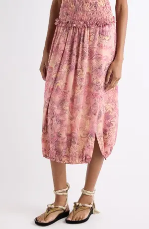 Isabel Marant Étoile Strapless Printed Silk Midi Dress
