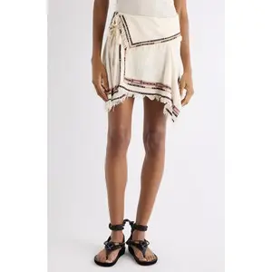 Isabel Marant Étoile Feriel Embroidered Silk Wrap Skirt With Fringe - Ecru