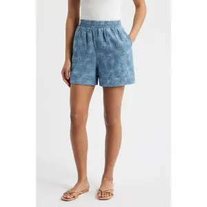 ICHI Floral Embroidered Denim Shorts