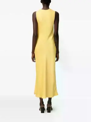 Claudie Pierlot Flowy Satin Maxi V-neck Dress - Yellow