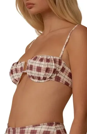 MONTCE Checked Plaid Petal Bikini Top