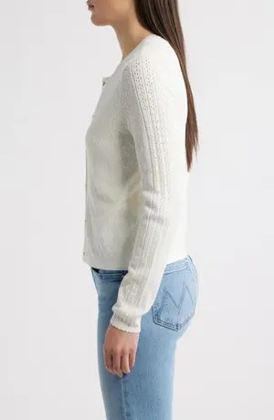 Elie Tahari Steele Mixed Pointelle Cardigan