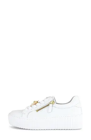 Gabor Platform Zip Sneaker - White/gold