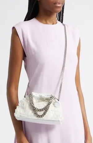 Stella McCartney Mini Falabella Sequin Drawstring Bag - White