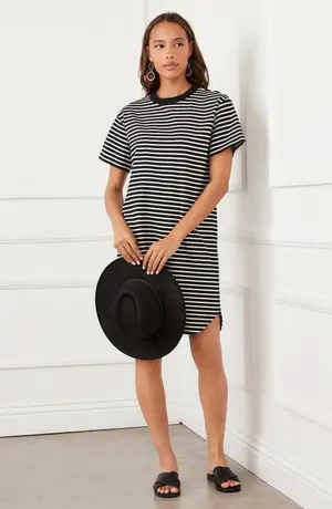 Karen Kane Striped Crewneck T-shirt Dress