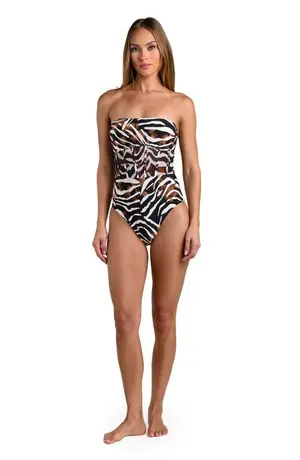 SUNSHINE 79 One-piece Bandeau Swimsuit With Lace-up Back