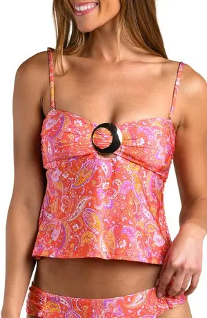 SUNSHINE 79 Paisley Daze Cropped Tankini Top - Orange Multi