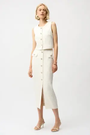 Joseph Ribkoff Bouclé Pencil Skirt With Gold Button Detail
