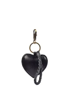MANDRN Leather Puffy Heart Keychain Black