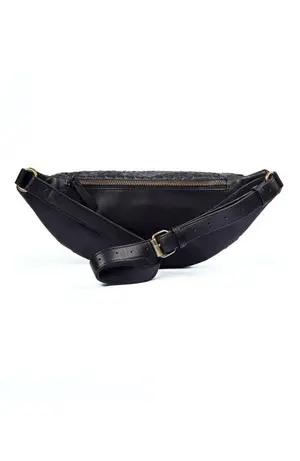 MANDRN Woven Leather Crossbody Bag - Black