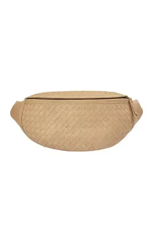 MANDRN Woven Leather Crossbody Bag - Sand