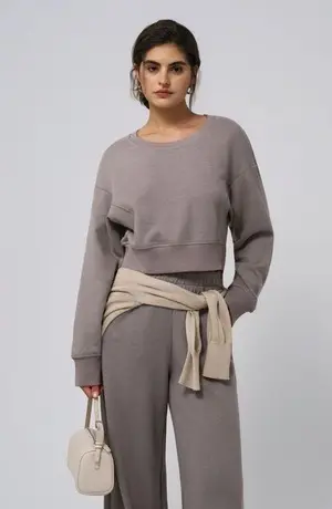 JUANA Juana Hemp Essentials Fleece Cropped Sweater Gray