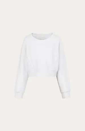 JUANA Hemp Essentials Fleece Cropped Sweater - White