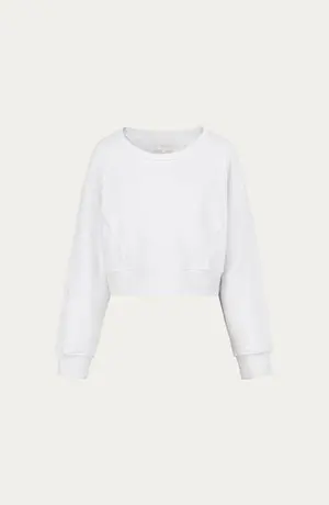 JUANA Hemp Essentials Fleece Cropped Sweater - White