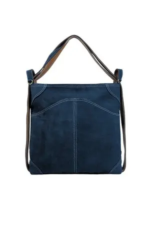 MANDRN Mandrn Woven Leather Convertible Tote To Backpack Blue