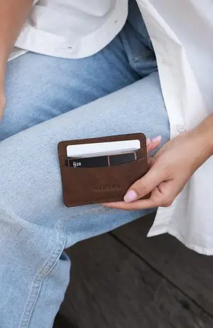 MANDRN Leather Cardholder - Saddle (dark)