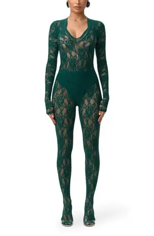 Naked Wardrobe Lace Closed Toe Leggings