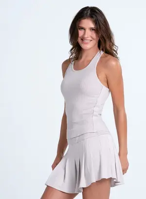 Lucky In Love Ribbed Racerback Tank - Birch