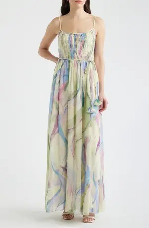Vince Camuto Abstract Print Chiffon Gown