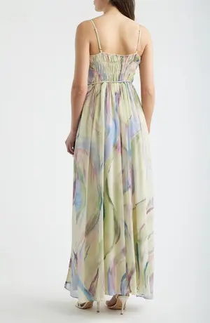 Vince Camuto Abstract Print Chiffon Gown