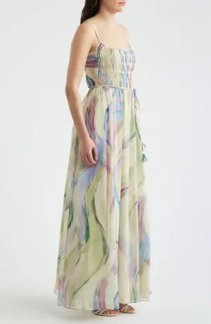 Vince Camuto Abstract Print Chiffon Gown