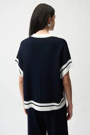 Joseph Ribkoff Viscose Blend Boxy Sweater With Stripe Detail