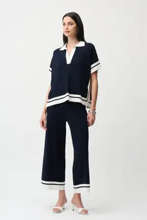 Joseph Ribkoff Viscose Blend Boxy Sweater With Stripe Detail