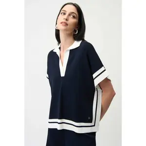 Joseph Ribkoff Viscose Blend Boxy Sweater With Stripe Detail
