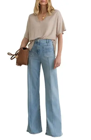 REISS Linen V-neck Tee