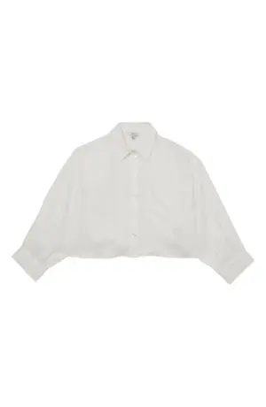 REISS Solena Cropped High-low Linen Shirt - White