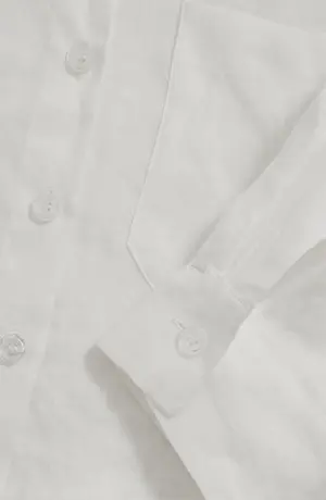 REISS Solena Cropped High-low Linen Shirt - White