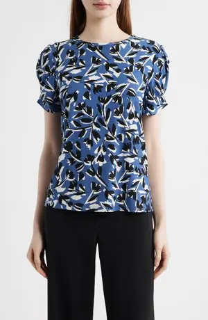 Anne Klein Floral Puff Sleeve Top
