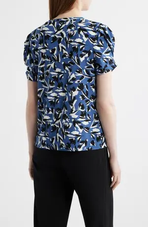 Anne Klein Floral Puff Sleeve Top