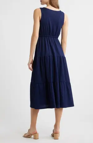 Anne Klein Sleeveless Tiered Midi Dress - Distant Mountain