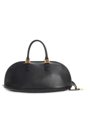 Balenciaga Medium Bolero Leather Bowling Bag - Black/plum