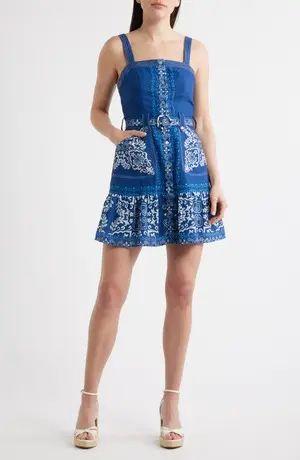 CIEBON Printed Mini Dress With Belt