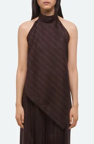 Helmut Lang Pinstripe Linen Blend Halter Top