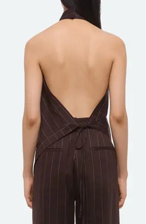 Helmut Lang Pinstripe Linen Blend Halter Top
