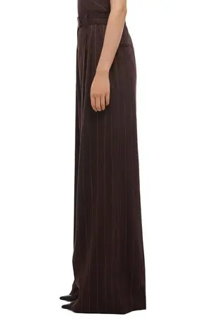 Helmut Lang Pinstripe Wide Leg Linen Blend Pants