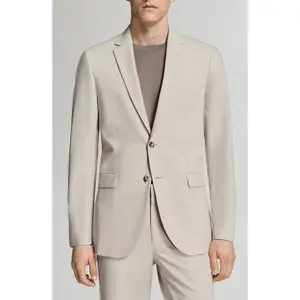 Mango Slim Fit Stretch Sport Coat With Notched Lapels - Ecru