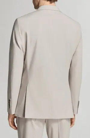 Mango Slim Fit Stretch Sport Coat With Notched Lapels - Ecru