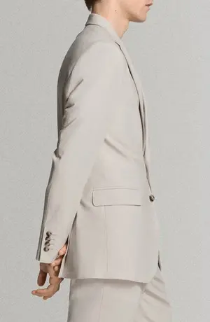 Mango Slim Fit Stretch Sport Coat With Notched Lapels - Ecru