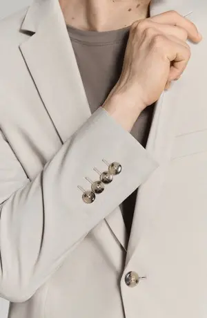 Mango Slim Fit Stretch Sport Coat With Notched Lapels - Ecru
