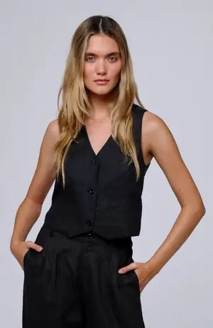 JUANA Hemp Tailored Vest - Black