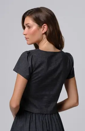 JUANA Hemp Blend Button Front Top